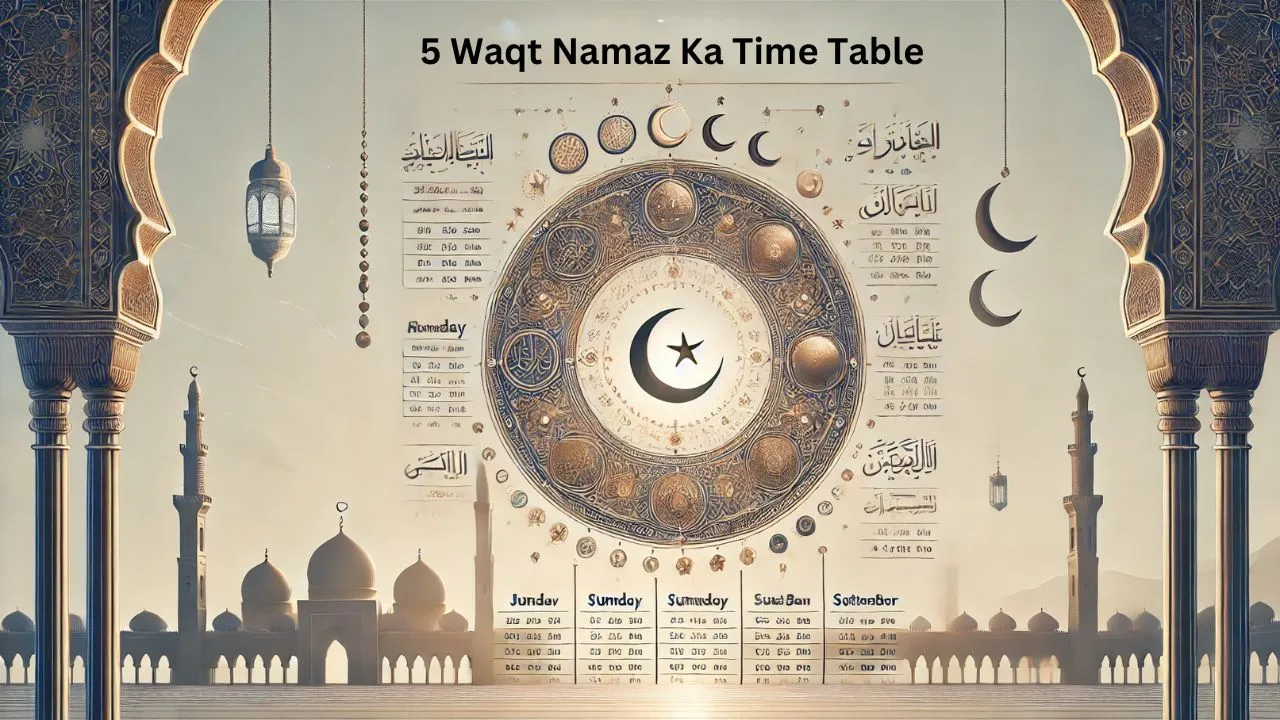 5 Waqt Namaz Ka Time Table aur Waqt